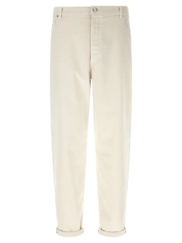 Brunello Cucinelli Garment-dyed Relaxed Fit Jeans - White