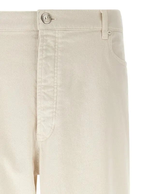 Brunello Cucinelli Garment-dyed Relaxed Fit Jeans - White