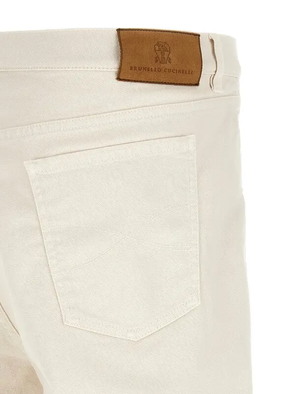Brunello Cucinelli Garment-dyed Relaxed Fit Jeans - White