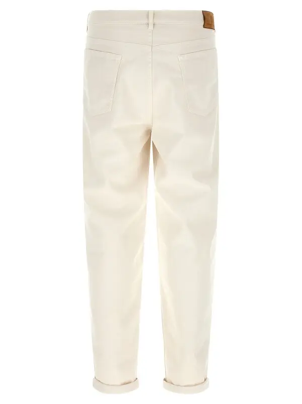 Brunello Cucinelli Garment-dyed Relaxed Fit Jeans - White