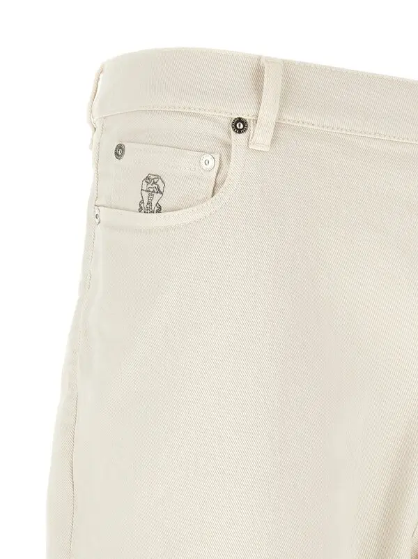 Brunello Cucinelli Garment-dyed Relaxed Fit Jeans - White