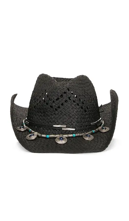 8 Other Reasons Woven Cowboy Hat With Decorative Beaded Band - Black