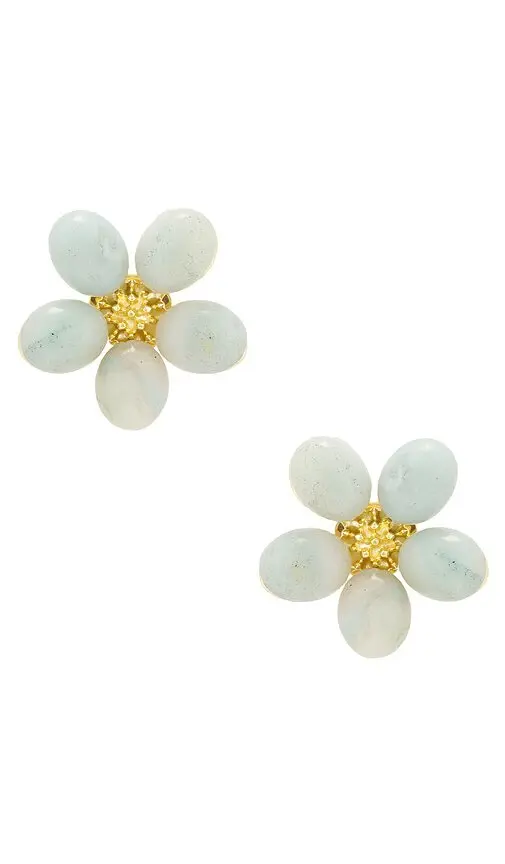 Brinker & Eliza Flower Earrings With Gold Plated Detail - Amazonite