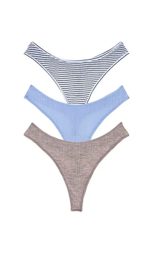 NEGATIVE UNDERWEAR Whipped Dipped Thong 3-pack In Blue - Drift
