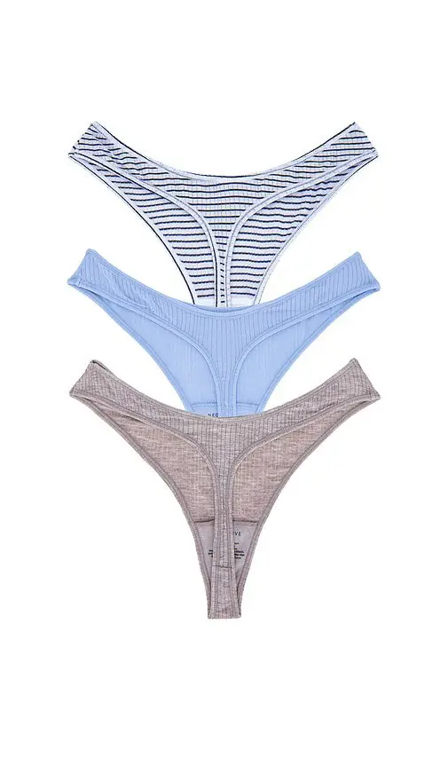 NEGATIVE UNDERWEAR Whipped Dipped Thong 3-pack In Blue