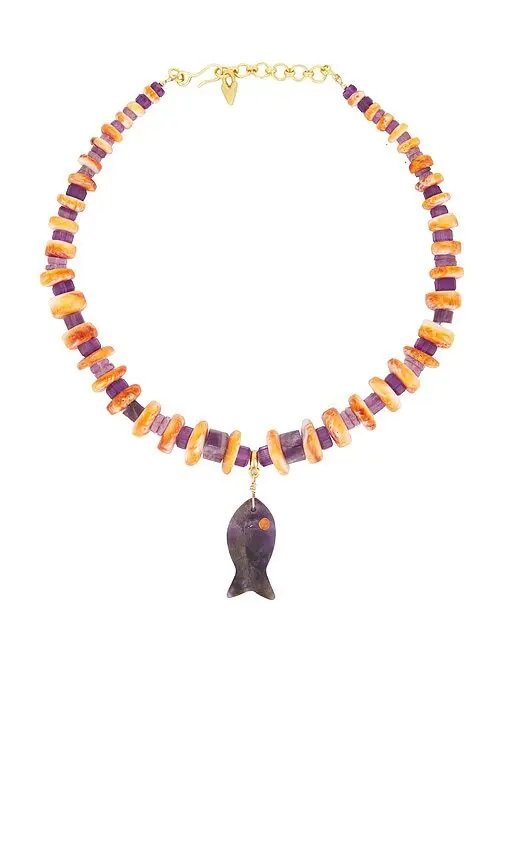 Brinker & Eliza Coastal Muse Necklace In Multi - Amethyst,shell