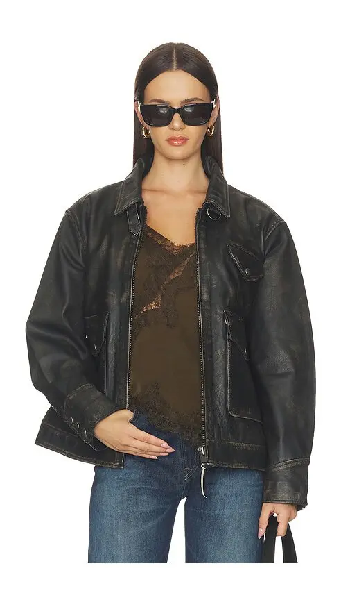 FOUND Distressed Leather Pocket Jacket