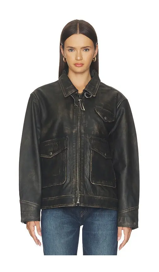 FOUND Distressed Leather Pocket Jacket