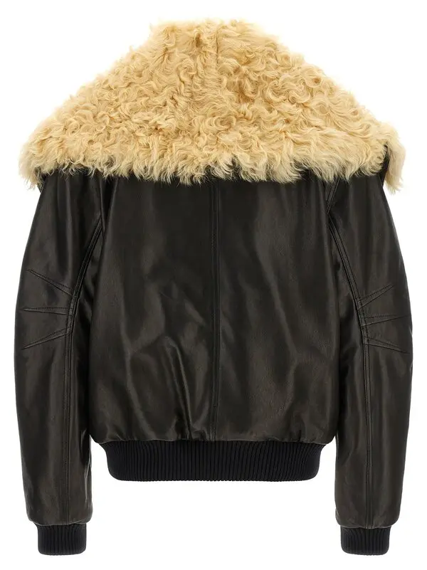 Attico Shearling Collar Bomber Jacket