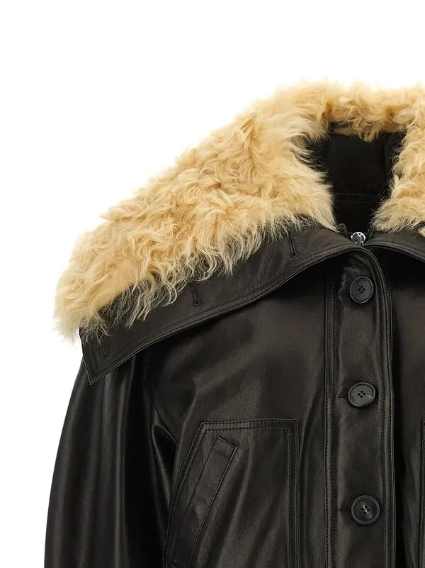 Attico Shearling Collar Bomber Jacket