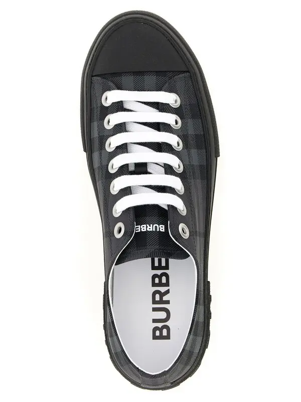 Burberry Check Print Low Top Sneakers - Gray