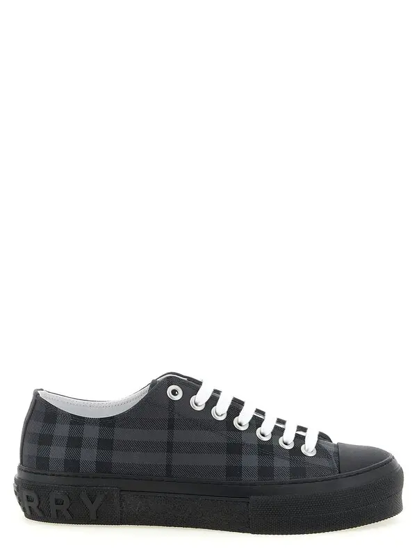 Burberry Check Print Low Top Sneakers - Gray