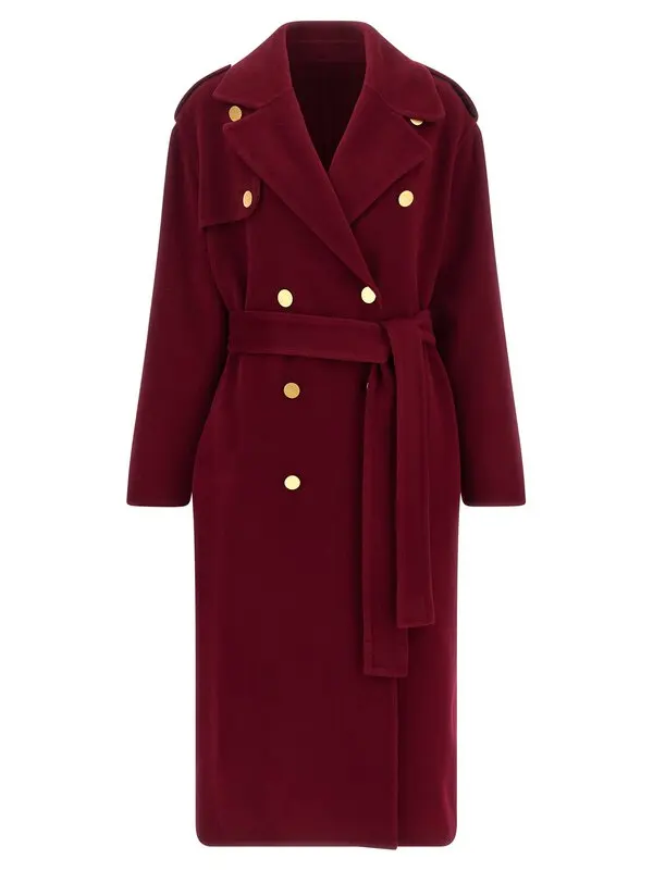 Alberta Ferretti Long Wool Cashmere Coat - Red