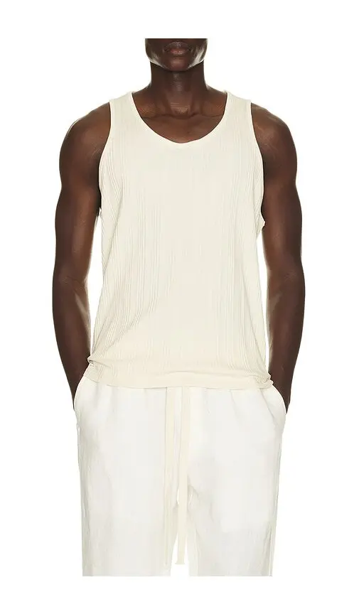PERCIVAL Leon Ribbed Vest In Cream - Ecru
