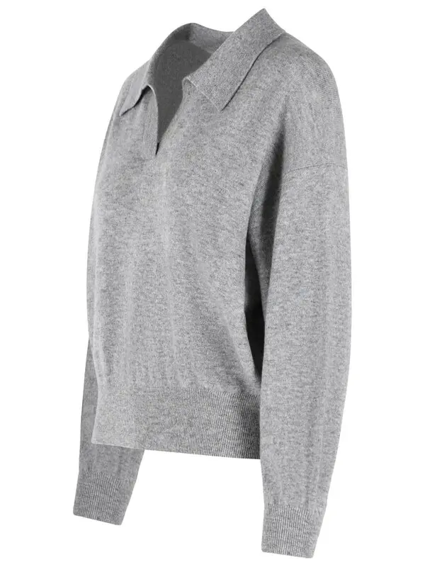 LISA YANG Grey Cashmere Polo Sweater - Gray