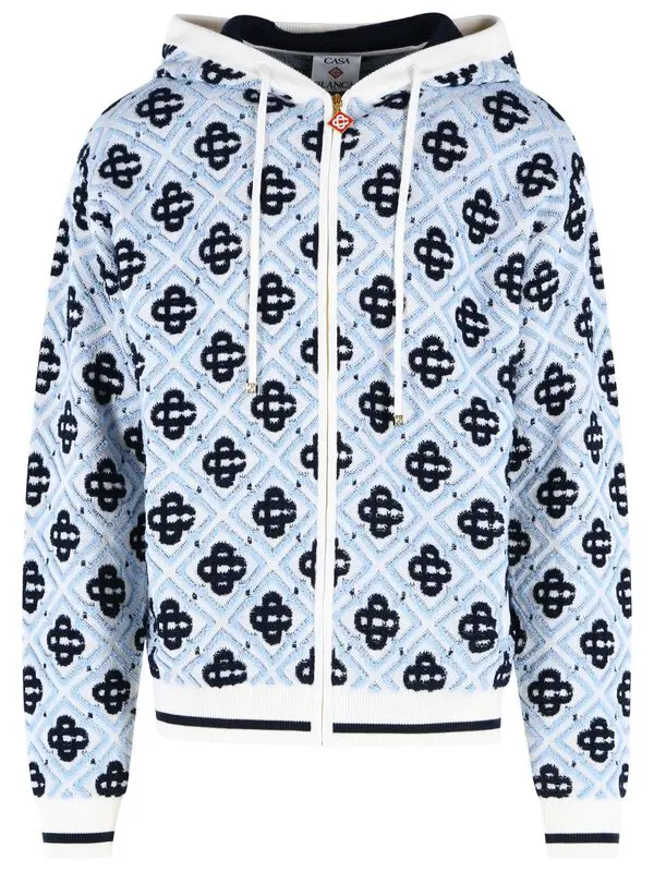 Casablanca Wool Monogram Hoodie - Blue
