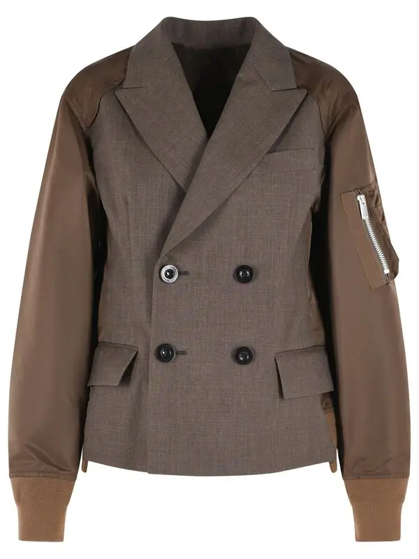 Sacai Wool Blend Blazer - Brown