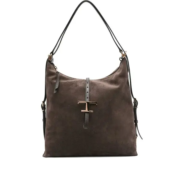 TOD'S Tote Bag With T Timeless Accessory - Brown