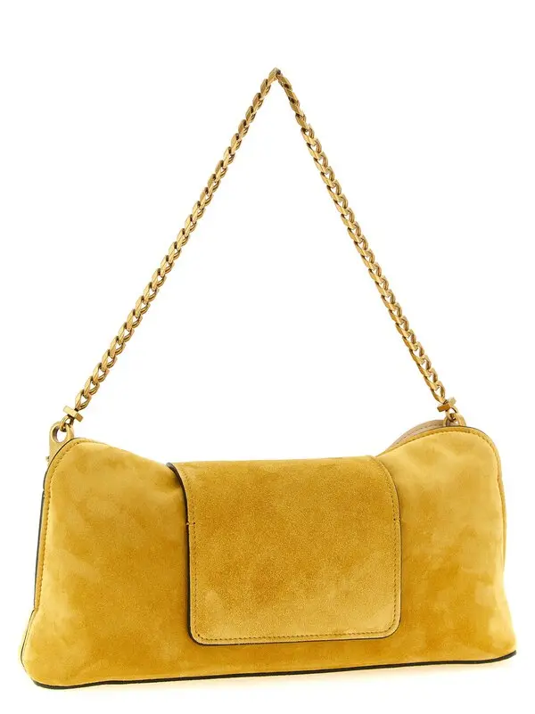 Versace Suede Clutch With Medusa Turn Lock - Yellow