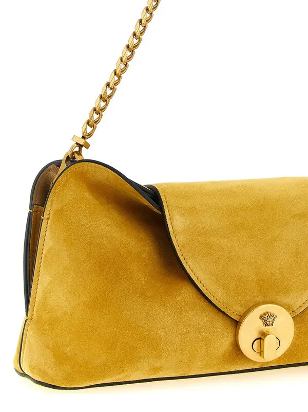 Versace Suede Clutch With Medusa Turn Lock - Yellow