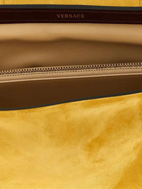 Versace Suede Clutch With Medusa Turn Lock - Yellow