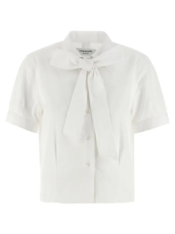 Thom Browne Cotton Poplin Sash Shirt - White