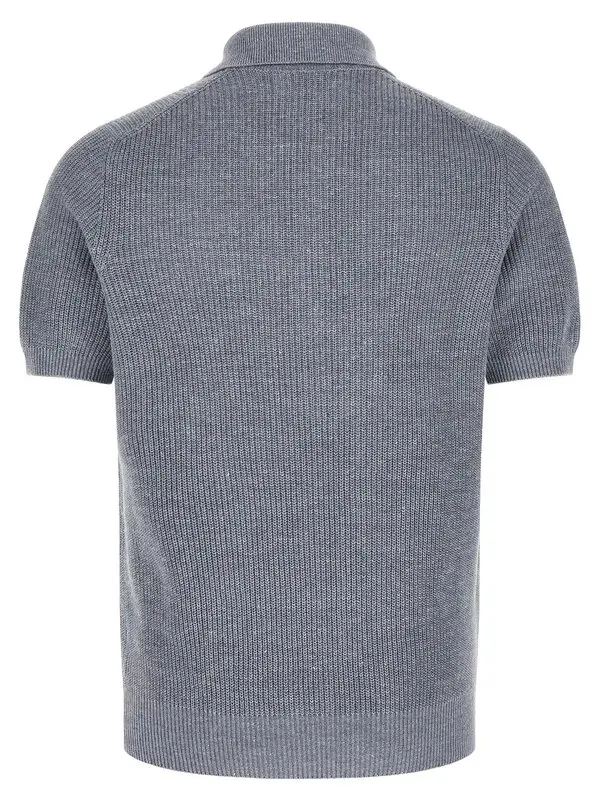 Brunello Cucinelli English Half-ribbed Polo Shirt