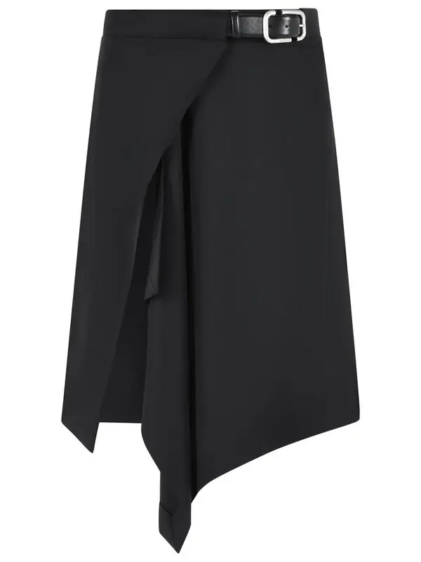 Attico Virgin Wool Midi Skirt - Black