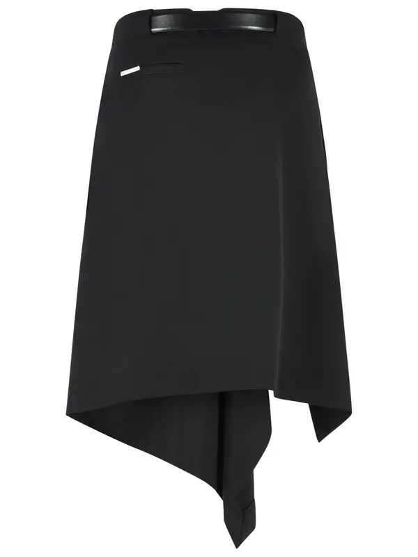 Attico Virgin Wool Midi Skirt - Black