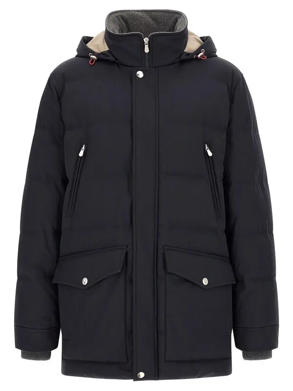 Brunello Cucinelli Quilted Parka With Drawstring Hood - Blue