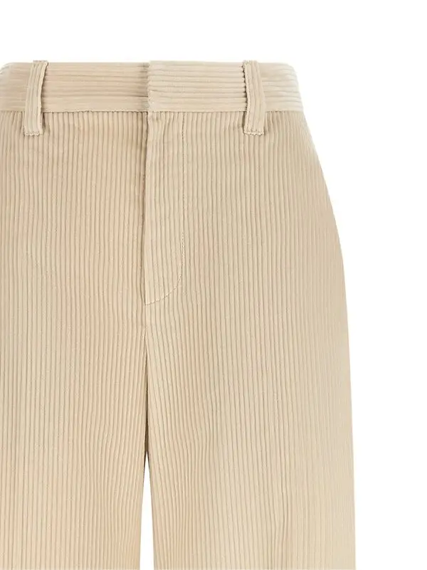 Brunello Cucinelli Ribbed Cotton Wide-leg Trousers - Cream