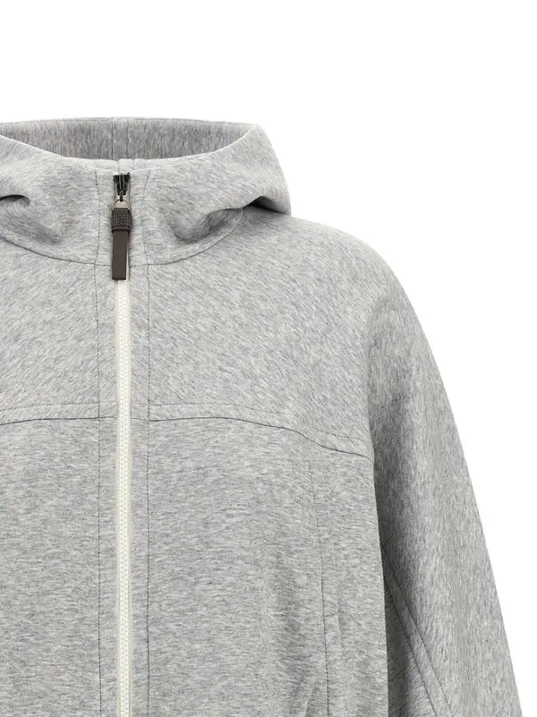 Brunello Cucinelli Shiny Zipper Pull' Cropped Hoodie