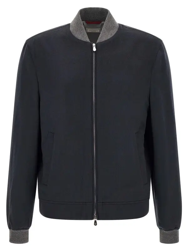 Brunello Cucinelli Light Flannel Bomber Jacket