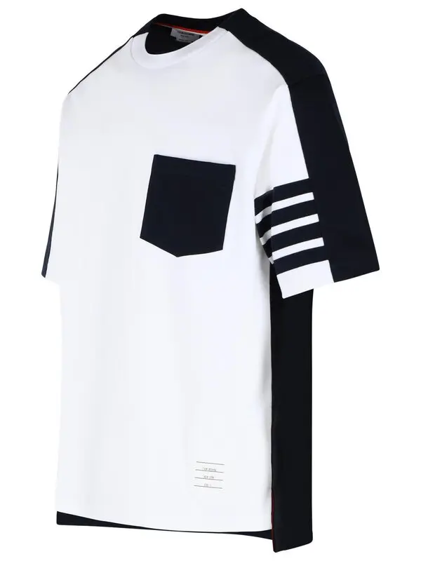 Thom Browne Colorblock 4 Bar' And Navy Cotton T-shirt