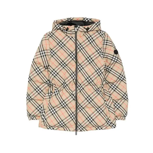 Burberry Padded Quilted Down Jacket With Drawstring Hood - Cream