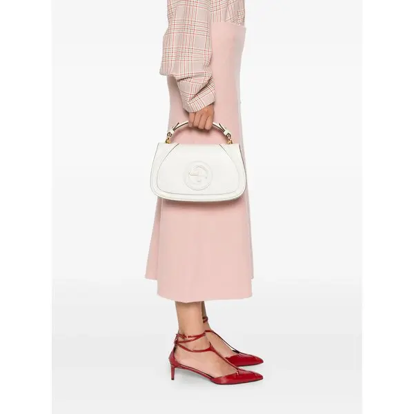 Gucci Calf Leather Round Interlocking G Top Handle Bag - Cream