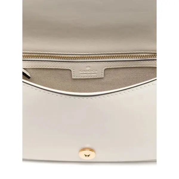 Gucci Calf Leather Round Interlocking G Top Handle Bag - Cream