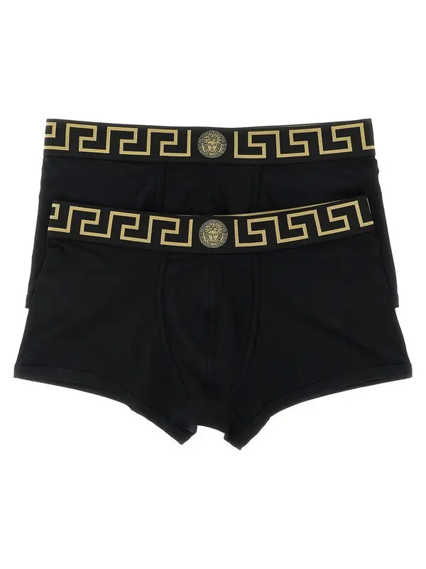 Versace 2-pack Boxer Trunk 'greca' Pattern - Black