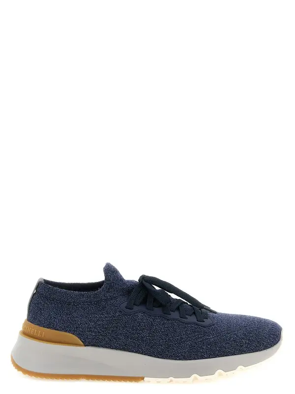 Brunello Cucinelli Jacquard Knit Sneakers - Blue