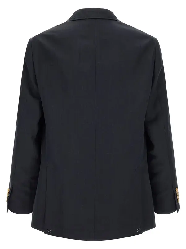 Brunello Cucinelli Silk Twill And Linen Délavé Blazer - Blue