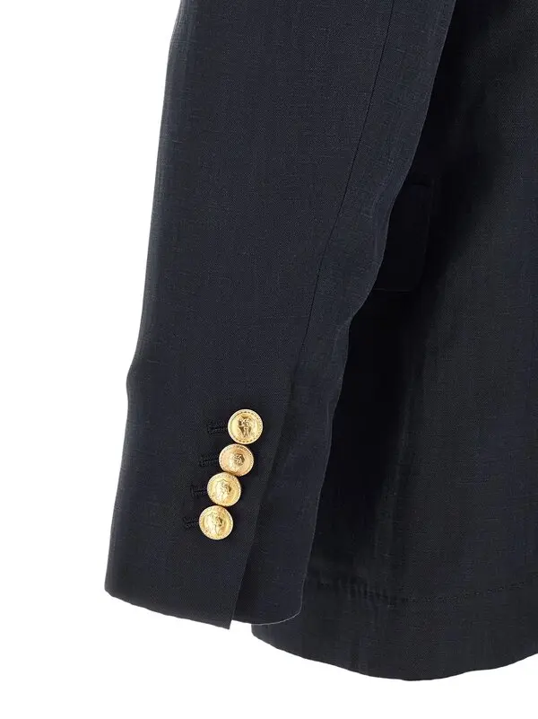 Brunello Cucinelli Silk Twill And Linen Délavé Blazer - Blue