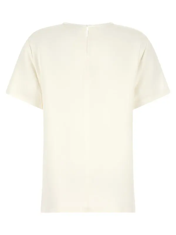 Max Mara Silk Crepe De Chine Blouse With Embroidered Monogram - White