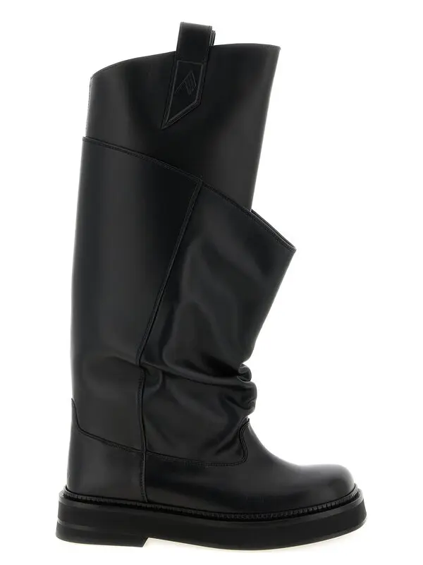 Attico Calf Leather Double-leg Boots - Black