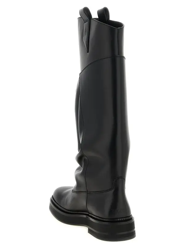 Attico Calf Leather Double-leg Boots - Black