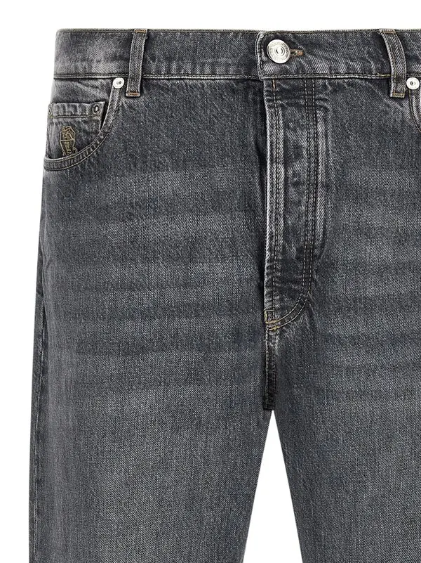 Brunello Cucinelli Greyscale Straight Leg Jeans - Gray