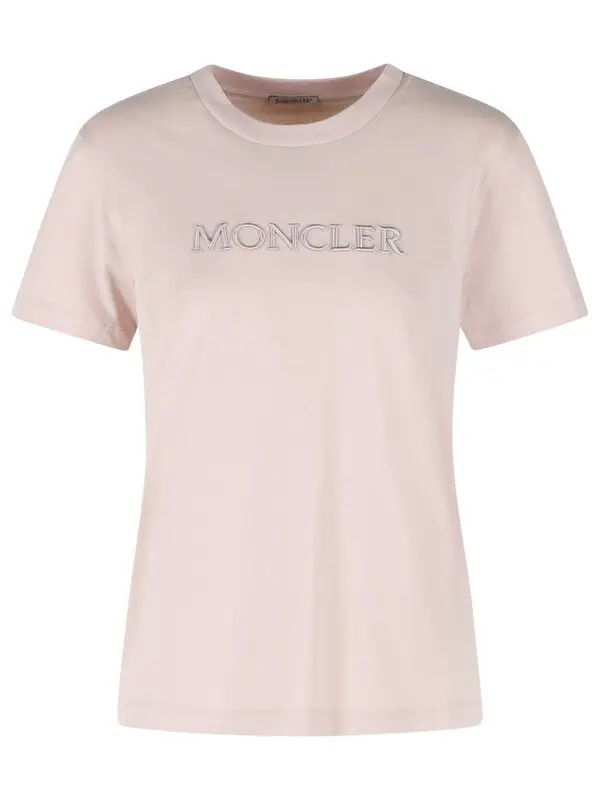 Moncler Cotton T-shirt With Logo Detail - Pink