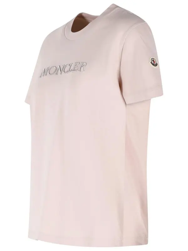 Moncler Cotton T-shirt With Logo Detail - Pink