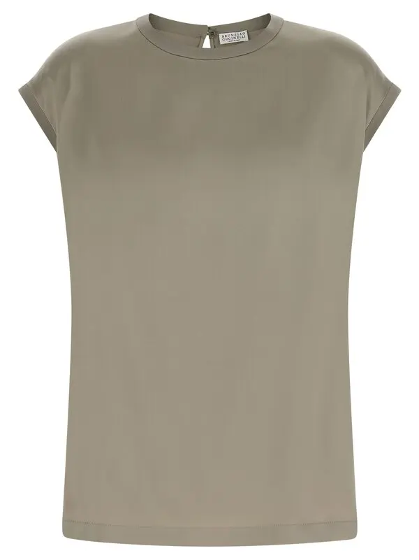Brunello Cucinelli Silk Satin Blouse - Green
