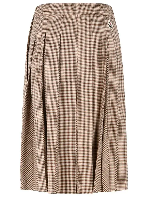 Moncler Midi' Skirt In Beige Virgin Wool Blend