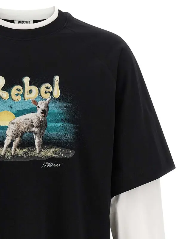 Moschino Double Layer 'rebel' T-shirt - Multicolor